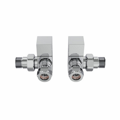 Rinse Bathrooms Modern Corner Towel Radiator Valves Square Twin Pack 1/ ...