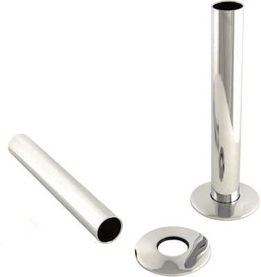 Rinse Bathrooms Pair of 180mm Chrome Radiator Pipes and Pipe Collars ...