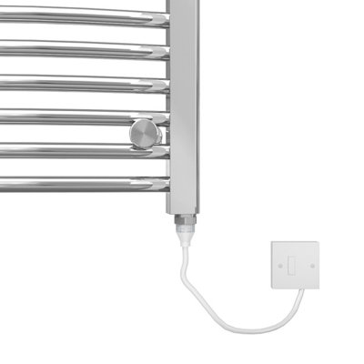 Rinse Bathrooms Prefilled Electric Curved Heated Towel Rail Radiator ...