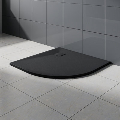 Rinse Bathrooms Quadrant 900x900mm Black Shower Tray with Waste Trap ...