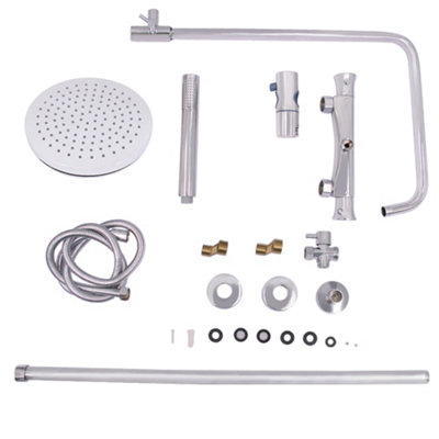 Rinse Bathrooms Thermostat Shower System, Round Twin Head Thermostatic ...