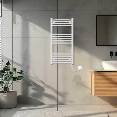 Rinse Bathrooms Touch Screen Electric Heated Towel Rail Curved ...
