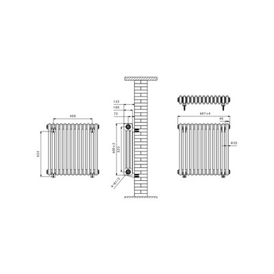 Rinse Bathrooms Traditional Cast Iron Style Triple Column Horizontal ...