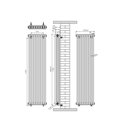 Rinse Bathrooms Traditional Cast Iron Style Triple Column Vertical ...