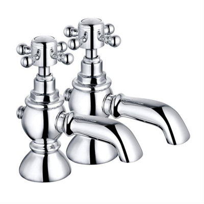 Rinse Bathrooms Traditional Pair of Bathroom Sink Basin Taps Twin Cross ...