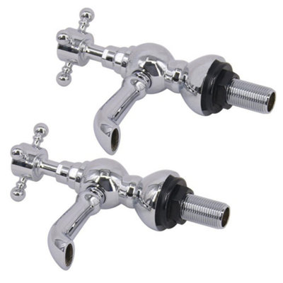 Rinse Bathrooms Traditional Pair of Bathroom Sink Basin Taps Twin Cross ...