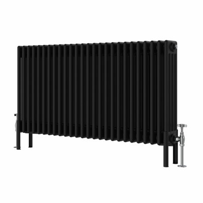 Rinse Bathrooms Traditional Radiator 600x1190mm Black Horizontal 4 ...