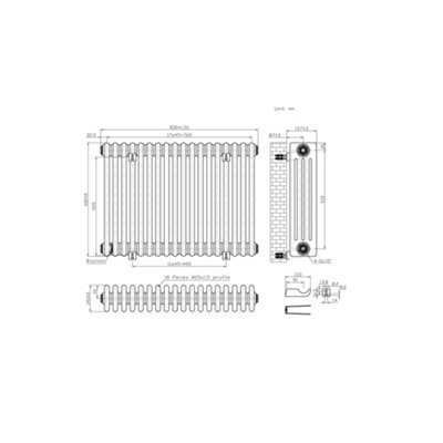 Rinse Bathrooms Traditional Radiator 600x830mm White Horizontal 4 ...