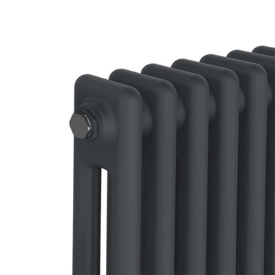Rinse Bathrooms Traditional Radiator Anthracite Horizontal Double ...
