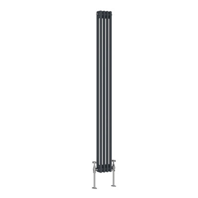 Rinse Bathrooms Traditional Radiator Anthracite Vertical Double Column ...