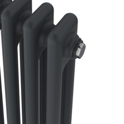 Rinse Bathrooms Traditional Radiator Anthracite Vertical Double Column ...