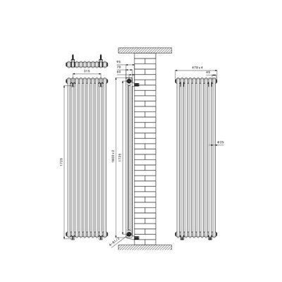 Rinse Bathrooms Traditional Radiator Anthracite Vertical Double Column ...