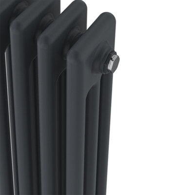 Rinse Bathrooms Traditional Radiator Anthracite Vertical Triple Column ...