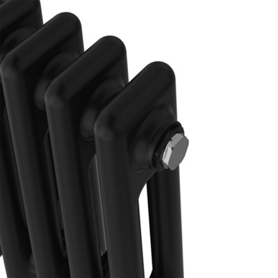Rinse Bathrooms Traditional Radiator Black Horizontal Double Column ...