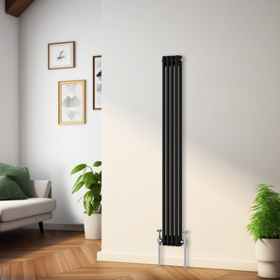 Rinse Bathrooms Traditional Radiator Black Vertical Double Column Cast ...