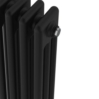 Rinse Bathrooms Traditional Radiator Black Vertical Triple Column Cast ...