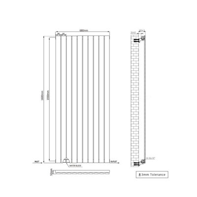 Rinse Bathrooms Vertical Radiators 1600x680mm Flat Panel Column ...
