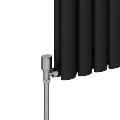 Rinse Bathrooms Vertical Radiators Oval Double Panel Black Column ...