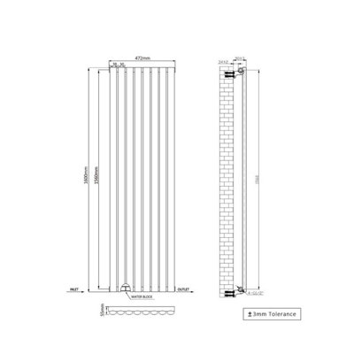 Rinse Bathrooms Vertical Radiators Oval Single Panel Anthracite Column ...