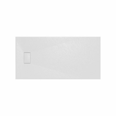 Rinse Bathrooms White Rectangular Shower Tray Slate Effect SMC Slip ...