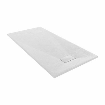 Rinse Bathrooms White Rectangular Shower Tray Slate Effect SMC Slip ...