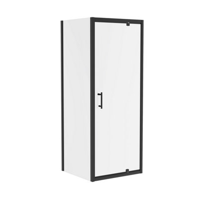 Rinse Black 700x1000mm Pivot Shower Door Enclosure Screen + Side Panel ...