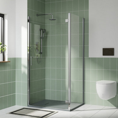 Rinse Chrome 900x700mm Bathroom Shower Enclosure Hinged Door with Side ...