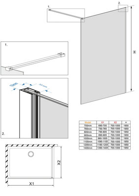 Rinse Chrome Walkin Shower Enclosure 1200mm 8mm Clear Safety Glass ...