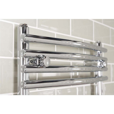 Rinse Curved Heated Towel Rail Radiator Ladder for Bathroom Wall Mounted Chrome 1200x500mm
