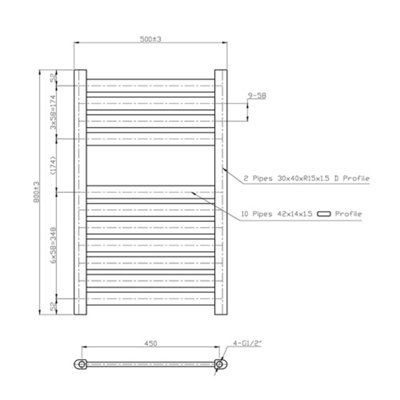 Rinse Flat Panel Chrome Towel Radiator Bathroom Heated Towel Rail 800x500mm