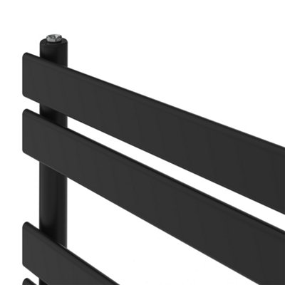 Rinse Flat Panel Heated Towel Rail Black Bathroom Ladder Radiator ...