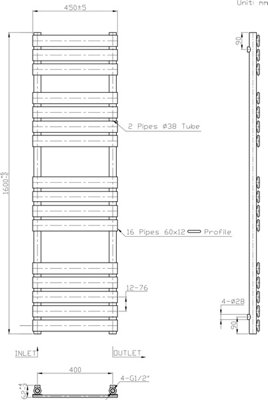 Rinse Flat Panel Heated Towel Rail Black Bathroom Ladder Radiator ...