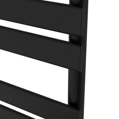Rinse Flat Panel Heated Towel Rail Black Bathroom Ladder Radiator ...