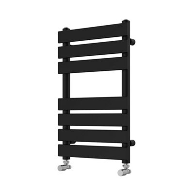 Rinse Flat Panel Heated Towel Rail Black Bathroom Ladder Radiator ...