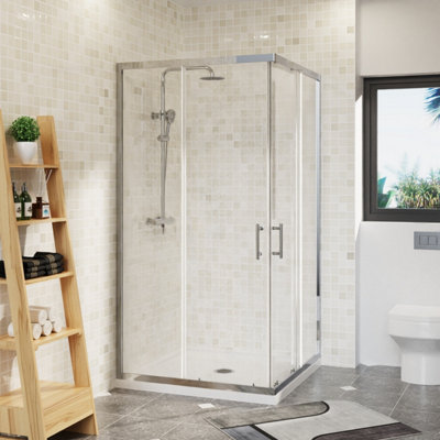 Rinse Square Shower Enclosure Sliding Doors Corner Entry Bathroom Enclosure Cubicle Chrome ...