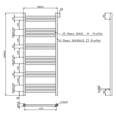 Rinse Straight Heated Towel Rail Radiator Ladder for Bathroom Kitchen ...