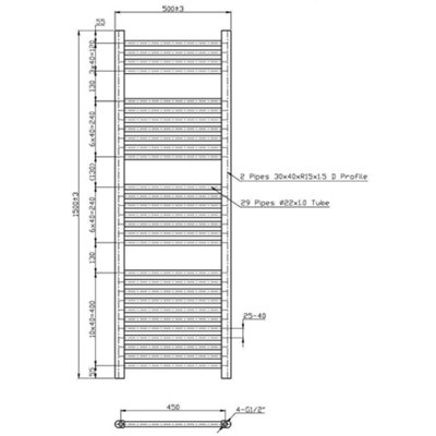 Rinse Straight Heated Towel Rail Radiator Ladder for Bathroom Wall ...