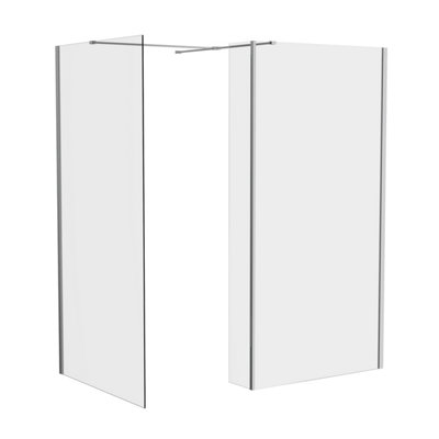 Rinse Walk In Shower Enclosure 800+900mm Wetroom Chrome Frame Glass ...