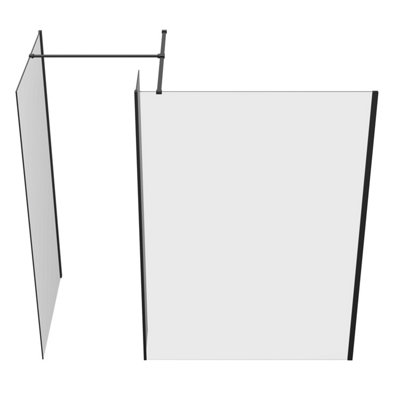 Rinse Walk In Shower Enclosure 900+1000mm Wetroom Black Frame Glass ...