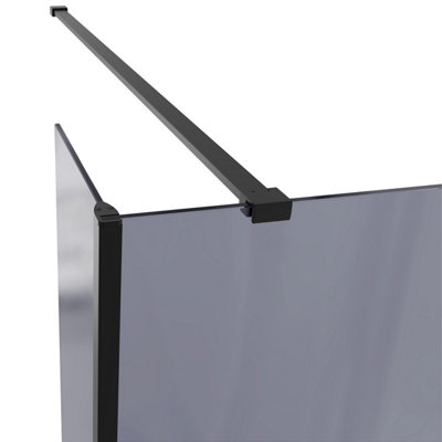 Rinse Walk In Shower Enclosure 900+300mm Grey Glass Wetroom Screen with ...