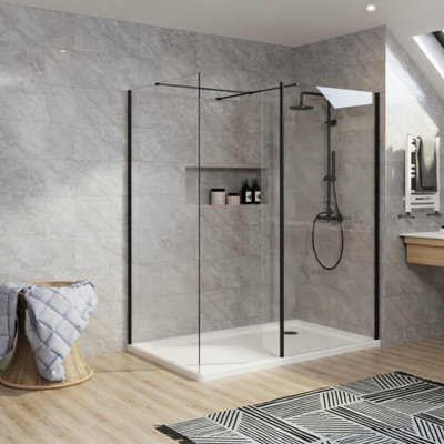Rinse Walk in Shower Screen 8mm Clear Easy Clean Glass Screen Panel ...