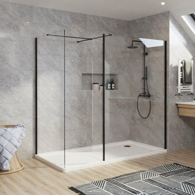 Rinse Walk in Shower Screen 8mm Clear Easy Clean Glass Screen Panel ...