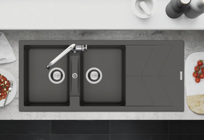 RIOD200BA - Rio D200 Double Bowl and Drainer - Basalt