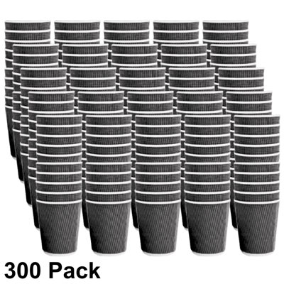 Ripple Black Paper Cups Triple Layer 240ml/8oz Insulated Disposable ...