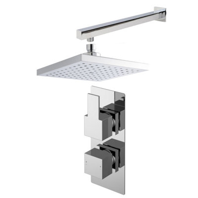 Ripple Concealed Square Twin Valve, Arm & Head Shower Bundle Set ...