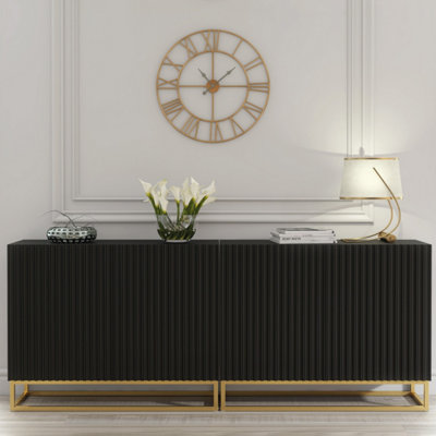 Ripple Duo Sideboard 200cm - Black with Fluted Doors