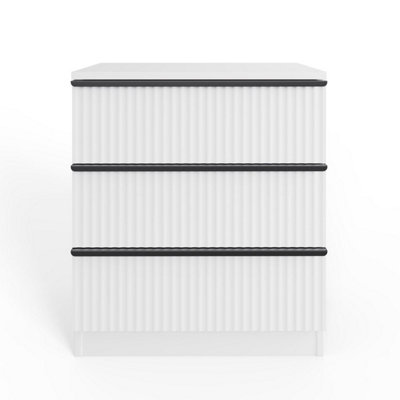 Ripple Effect White 3 Drawer Chest Of Drawers Nightstand Scalloped Fronts