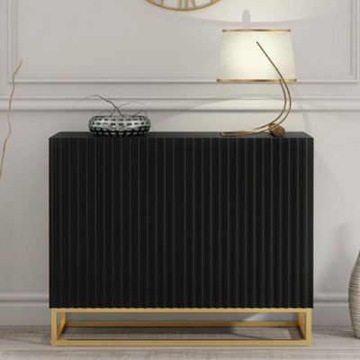 Ripple Sideboard 100cm - Black with Fluted Doors