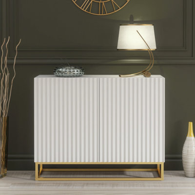 Ripple Sideboard 100cm White Fluted Design - Creative Furniture