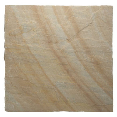 Rippon Buff Riven Sandstone Paving Slabs 600x600mm , Indian Natural ...